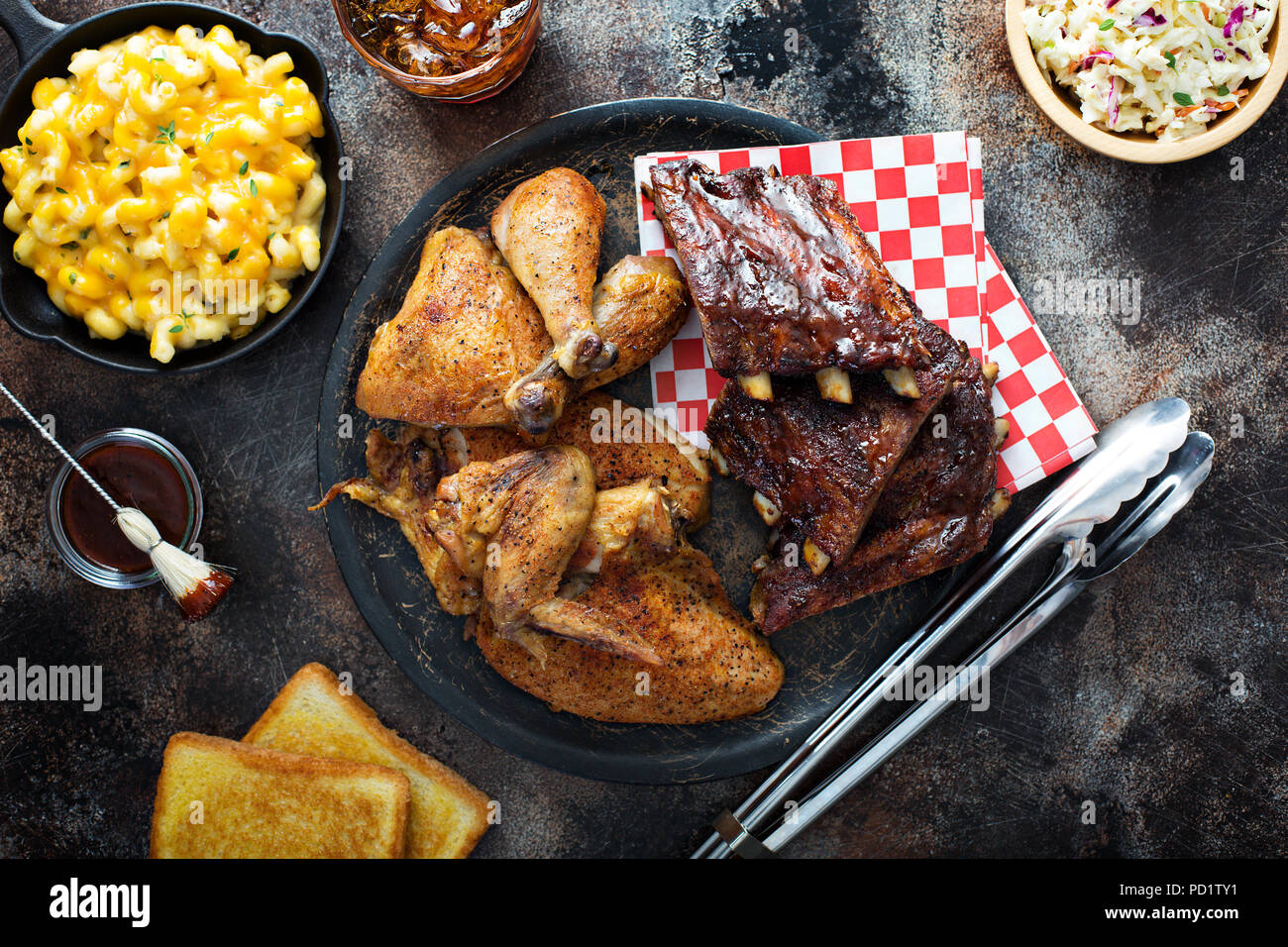 Grilled or smoked ribs and chicken Stock Photo - Alamy