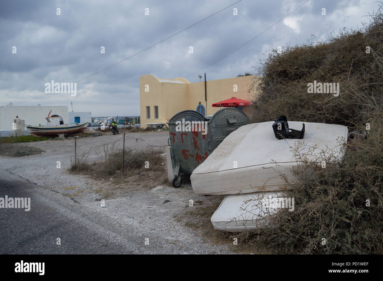 Trash, Santorini off the Beaten Track, Greece Stock Photo - Alamy