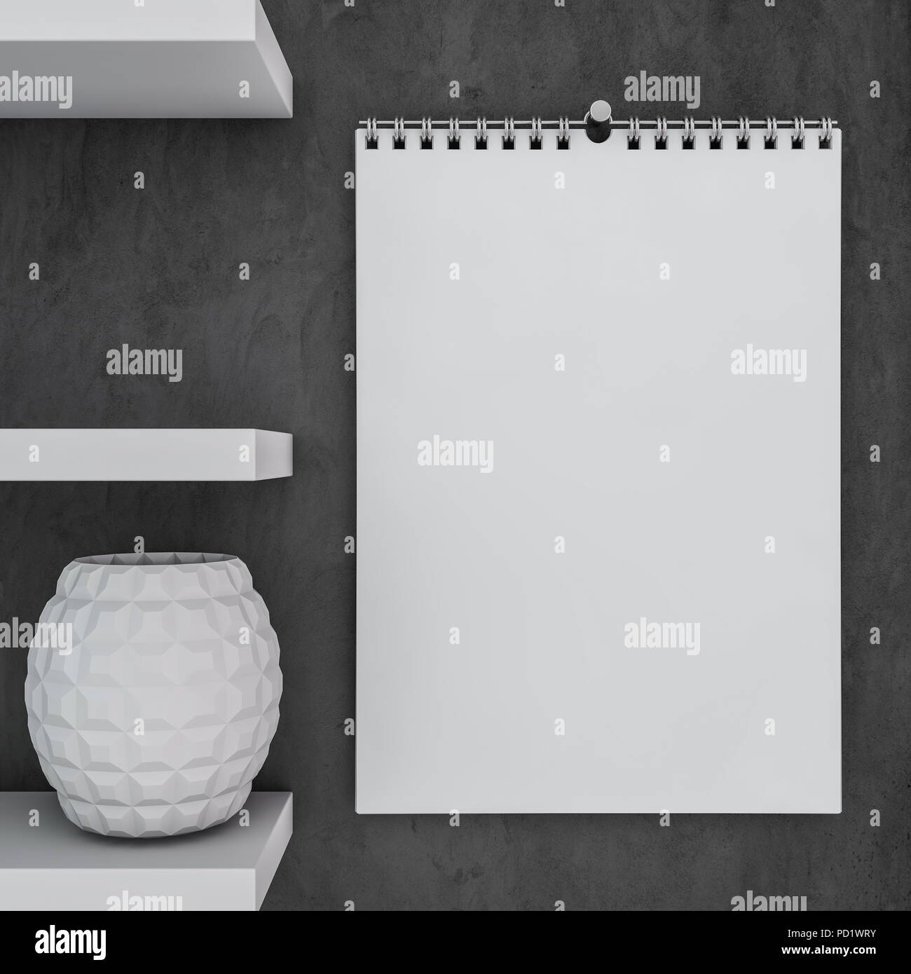 Blank design calendar template with on a background with soft shadows ...