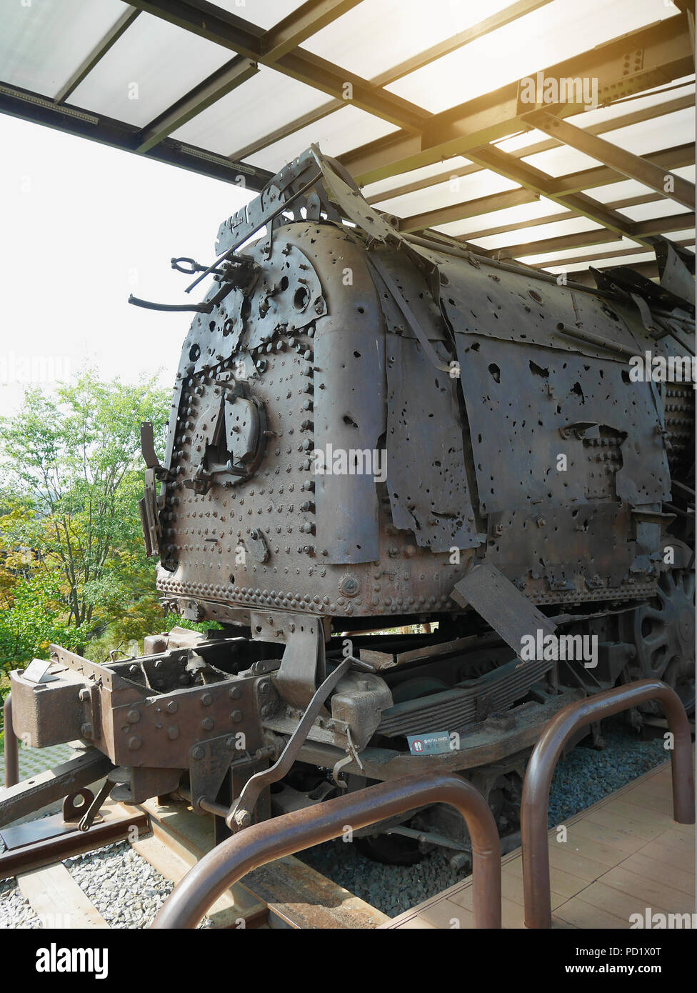 PAJU, SOUTH KOREA - SEPTEMBER 26, 2017: Old rusted steam locomotive ...
