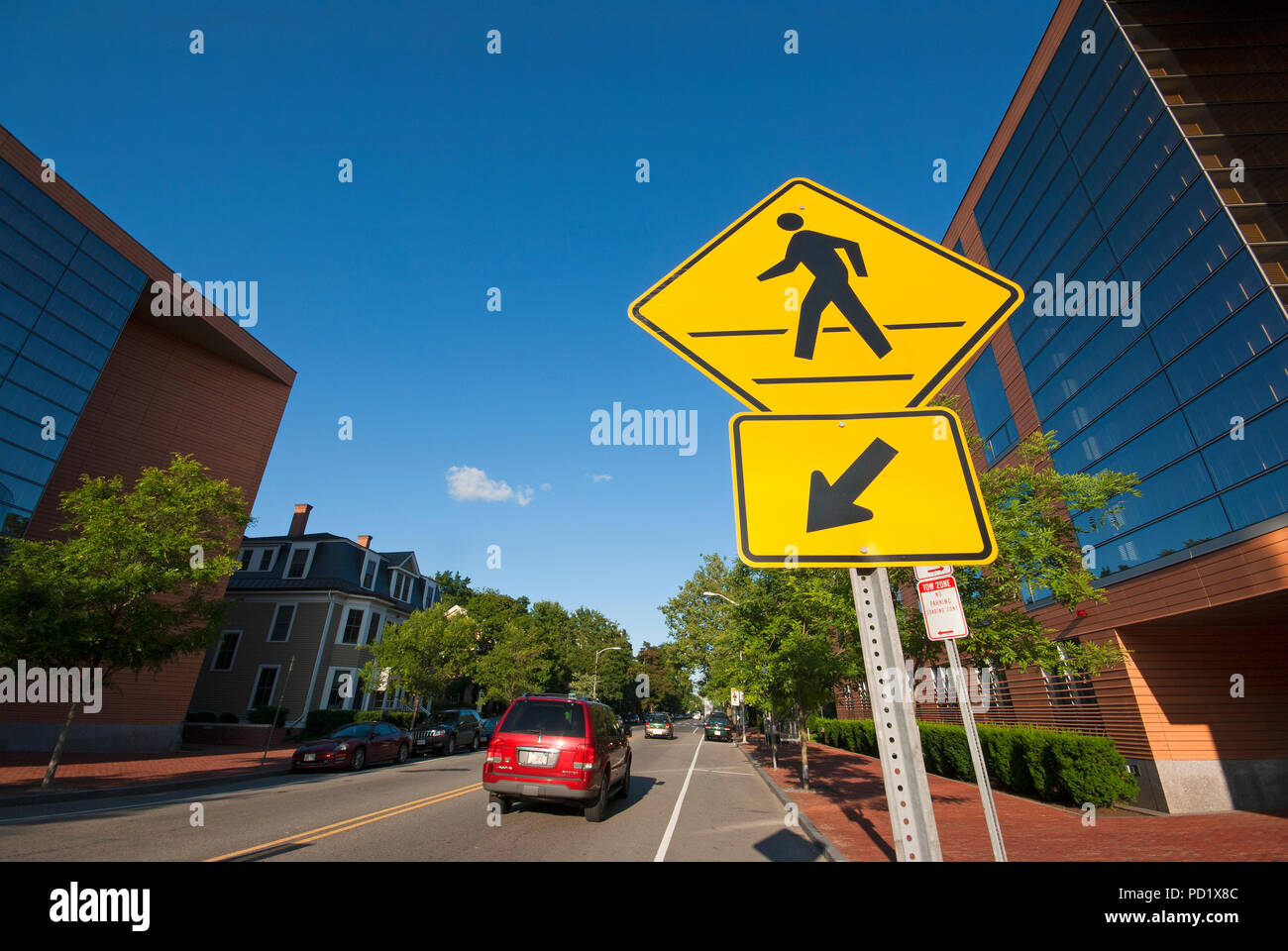 Crossing pedestrians sign, Boston, Suffolk County, Massachusetts, USA ...
