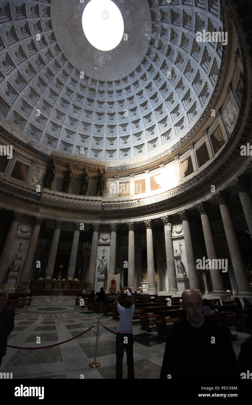 Interior view of the cupola inside the basilica San Francesco di Paola ...
