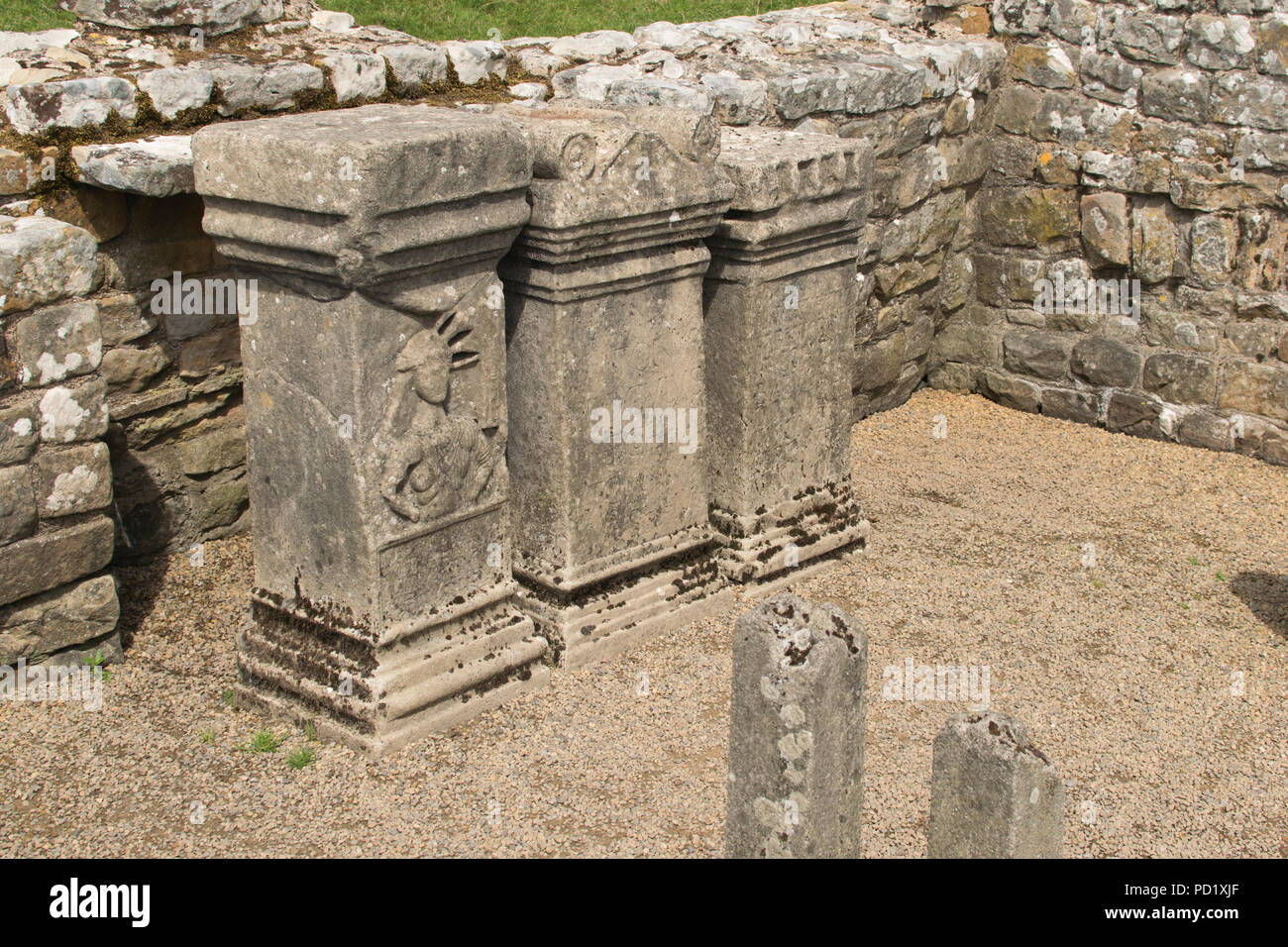 Mithras Temple, Carrawburgh, near Brocolita Roman Fort, Hadrian's Wall Stock Photo - Alamy