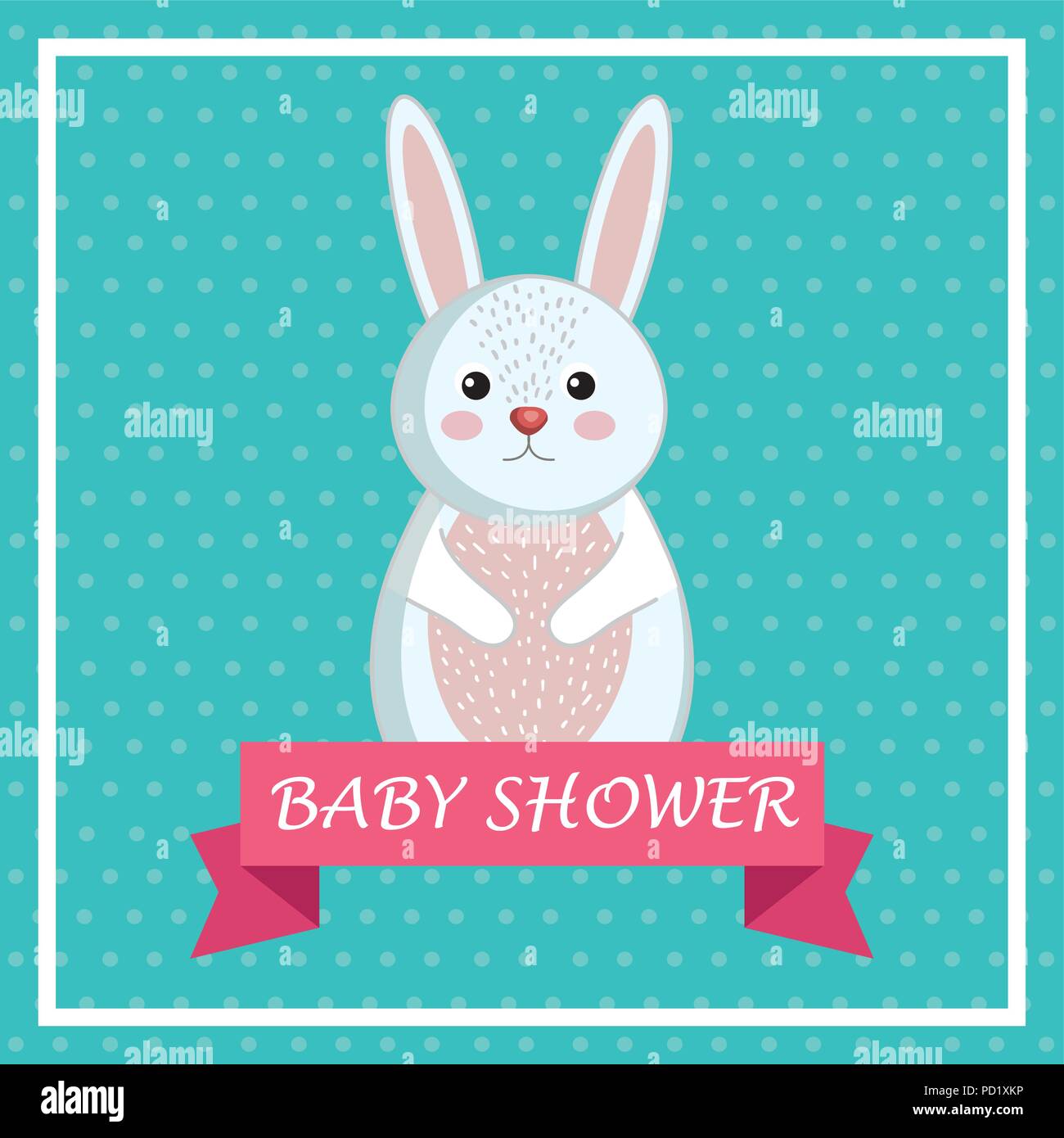 baby shower card with cute rabbit Stock Vector Image & Art - Alamy