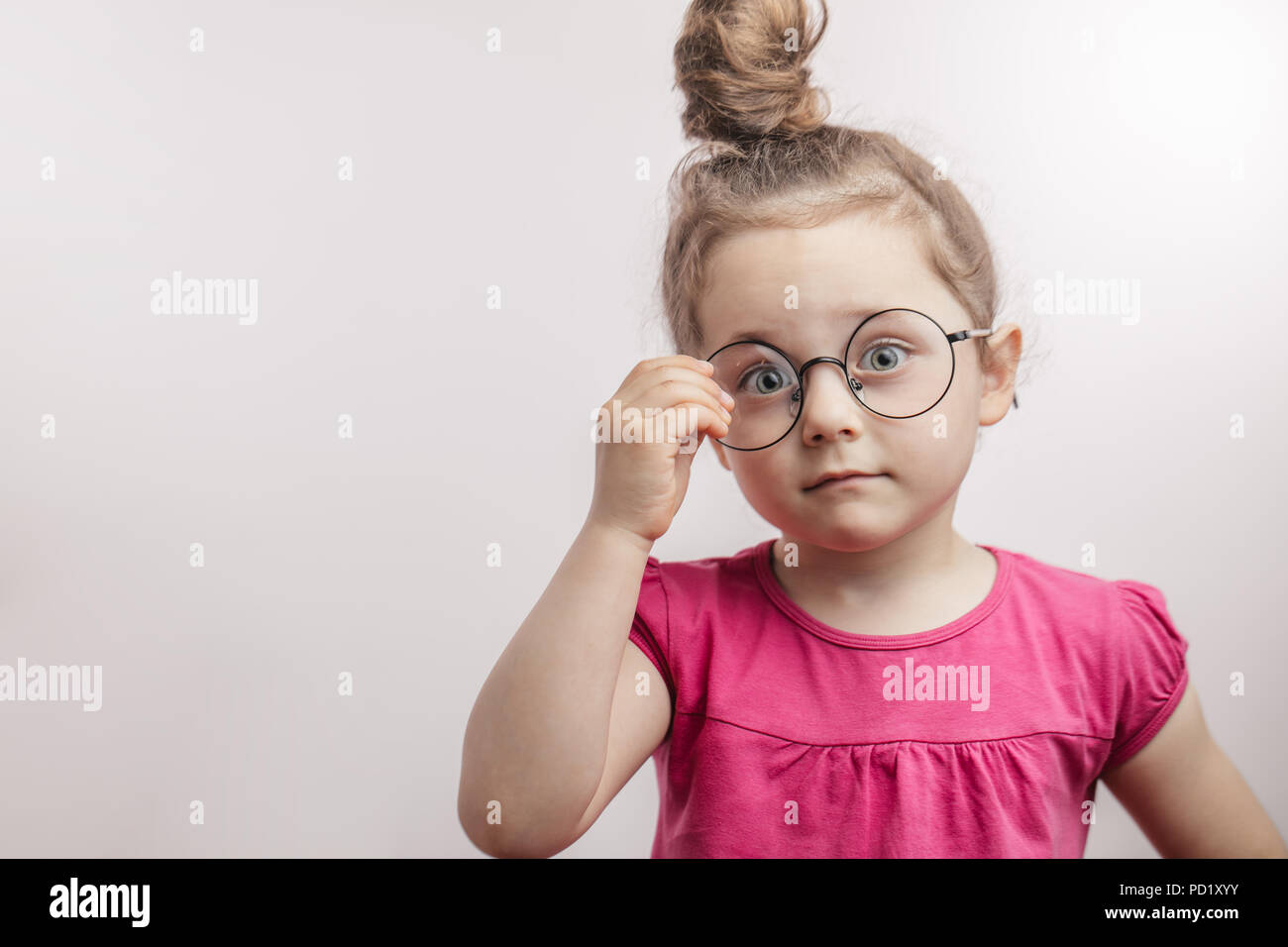 awesome little bright child in casual outfit. all-around kid. intellect ...