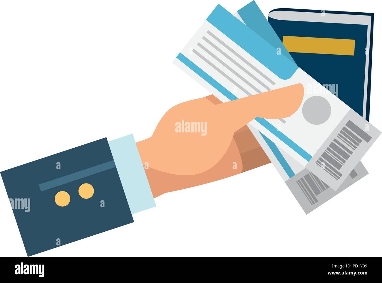 hand with tickets flight Stock Vector Image & Art - Alamy