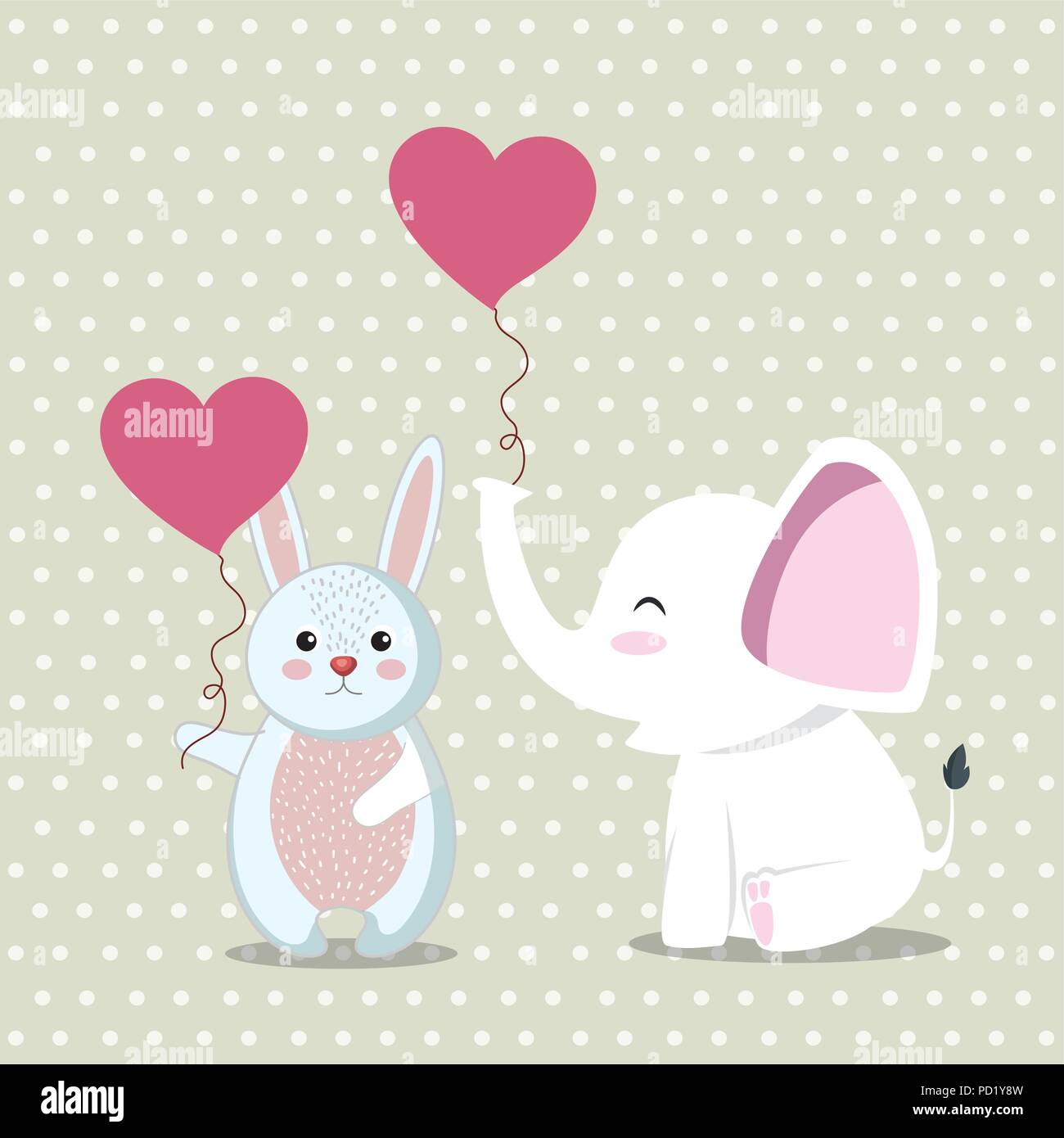 cute rabbit and helephant animal characters Stock Vector Image & Art ...