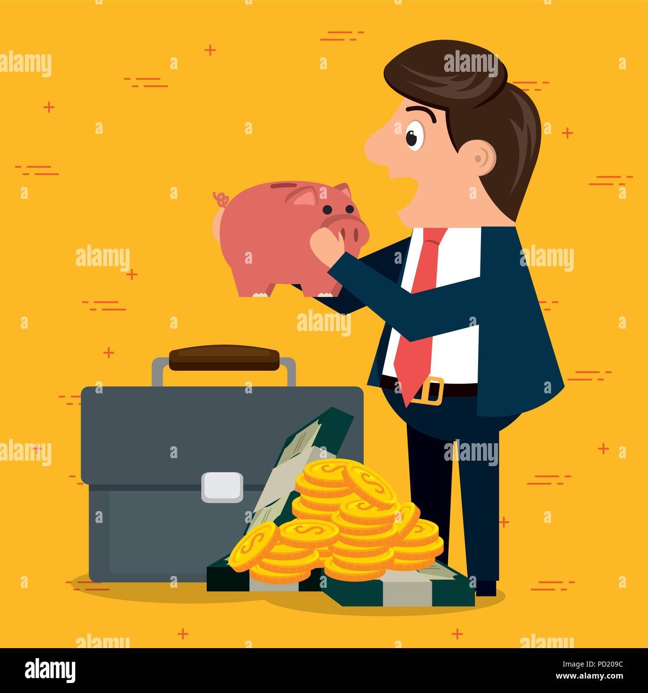 businessman character with economy icons Stock Vector Image & Art - Alamy