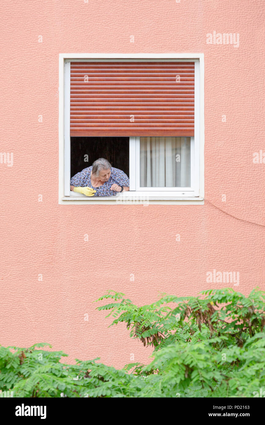 old lady at window Stock Photo - Alamy