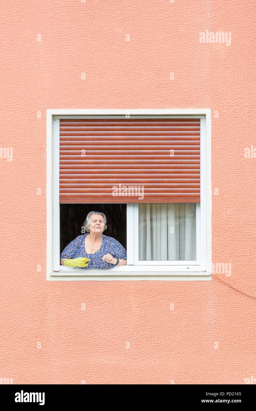 old lady at window Stock Photo - Alamy
