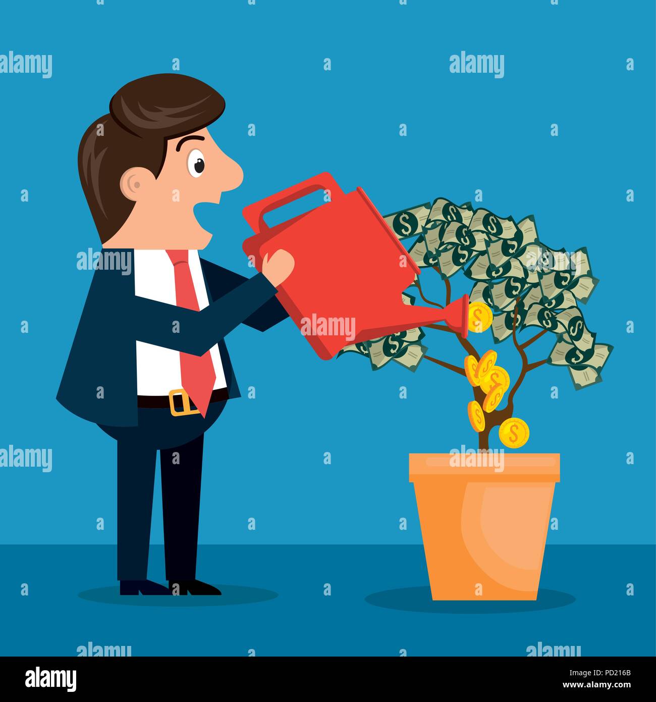 businessman character with economy icons Stock Vector Image & Art - Alamy