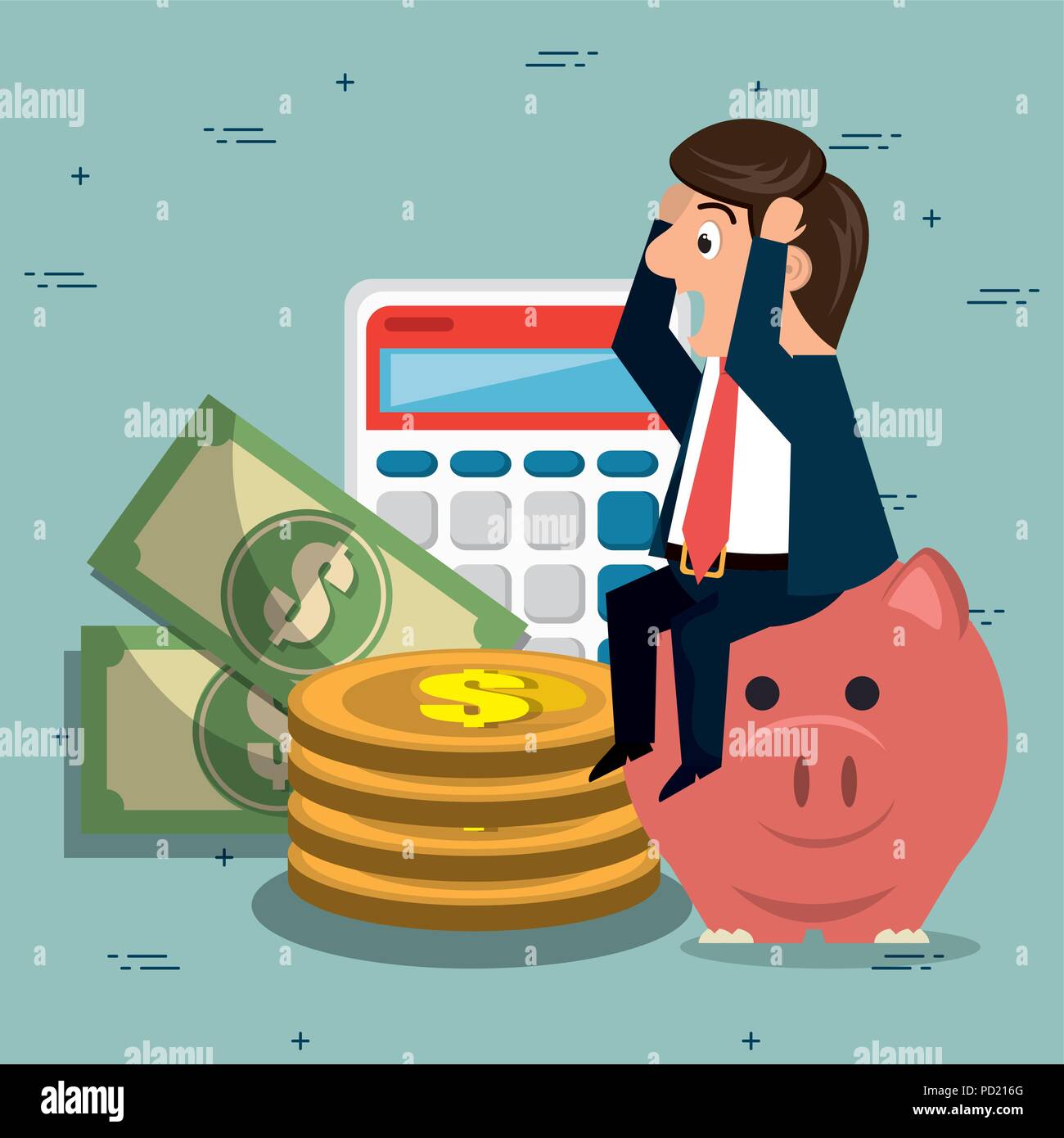 businessman character with economy icons Stock Vector Image & Art - Alamy