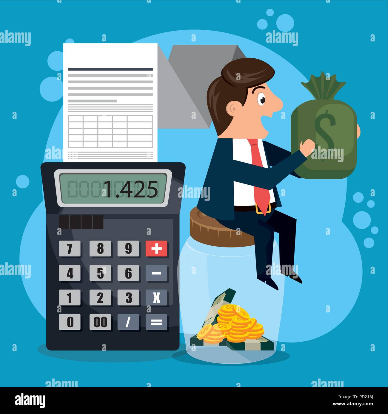 businessman character with economy icons Stock Vector Image & Art - Alamy