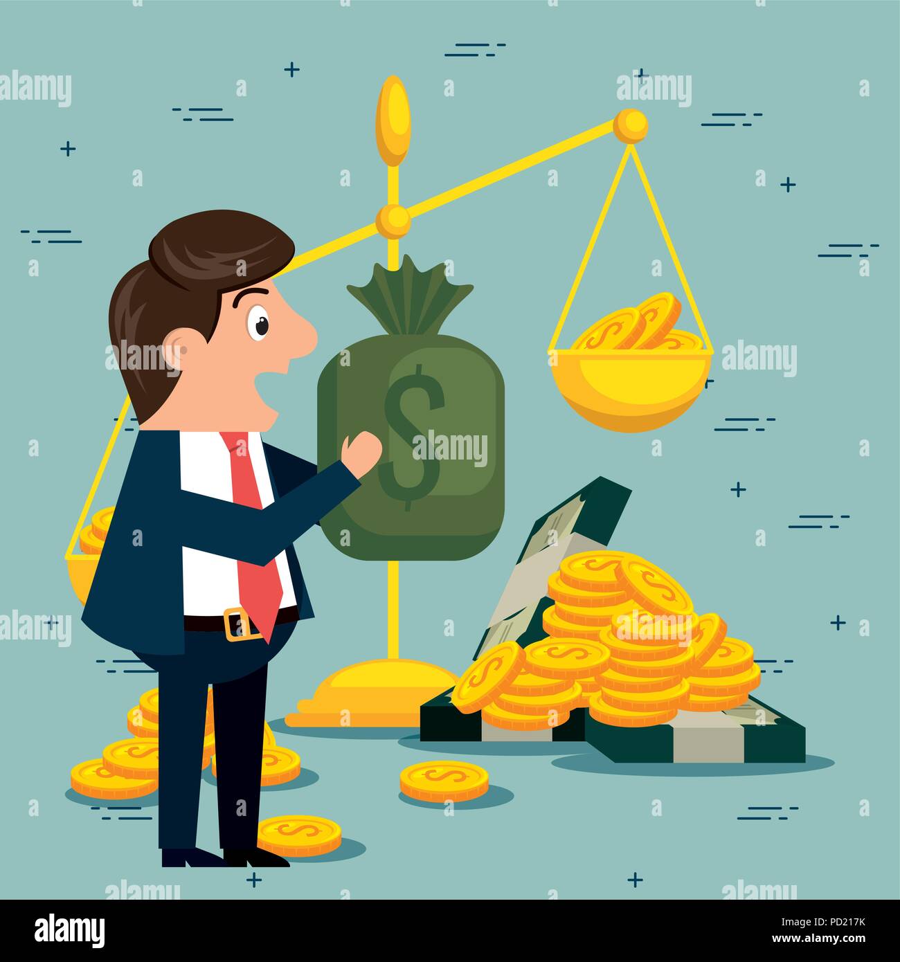 businessman character with economy icons Stock Vector Image & Art - Alamy