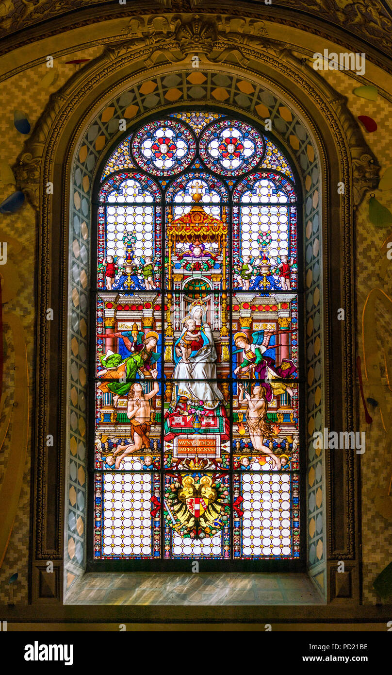Our Lady stained glass in the Church of Santa Maria dell'Anima, in Rome ...