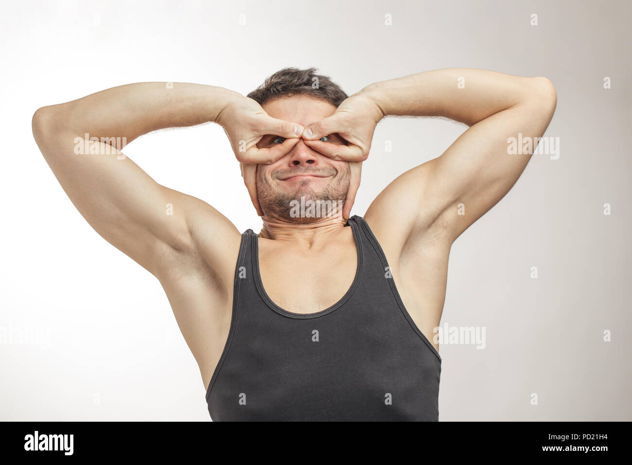 swimmer without glasses. fake glasses. crazy sportsman with unreal ...