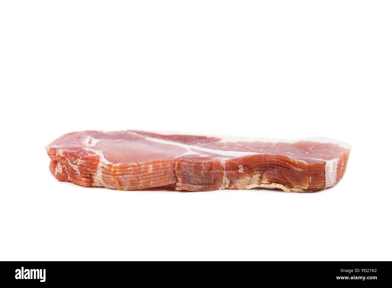 Raw bacon rashes on isolated white background Stock Photo - Alamy