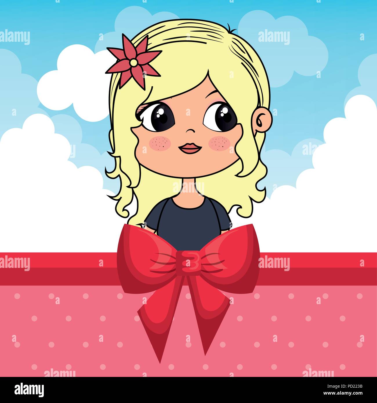Baby girl red ribbon Stock Vector Images - Alamy