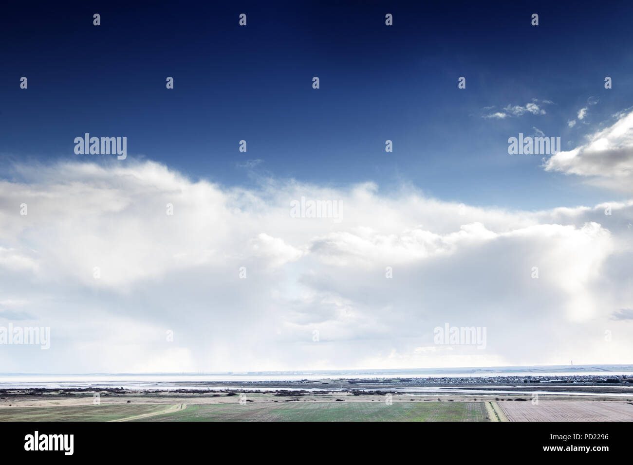 landscape shot taken from hadleigh castle looking down at the landscape ...