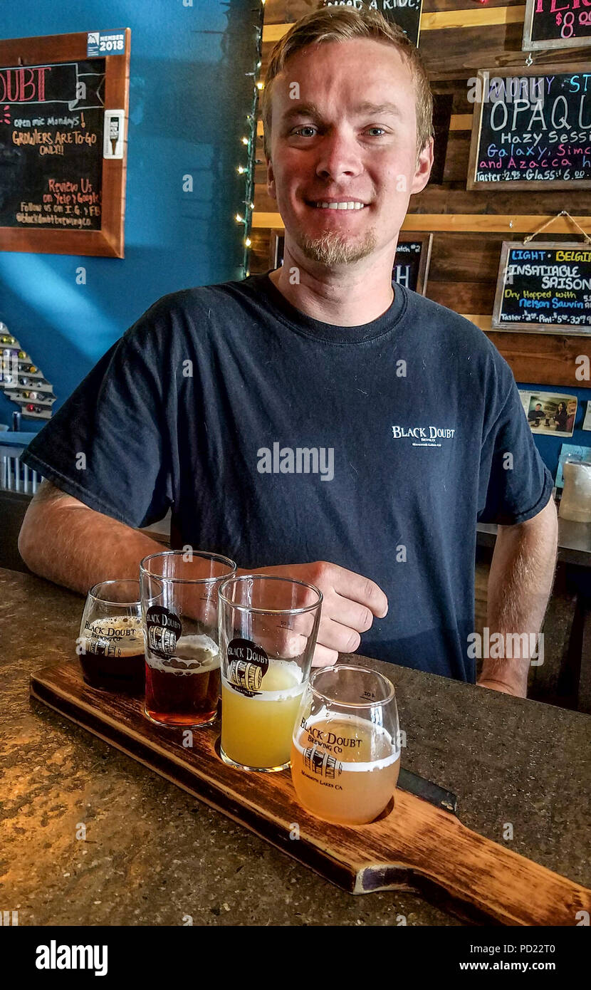 Owner Drew Wallace in Black Doubt, a nano-brewery in Mammoth Lakes with ...