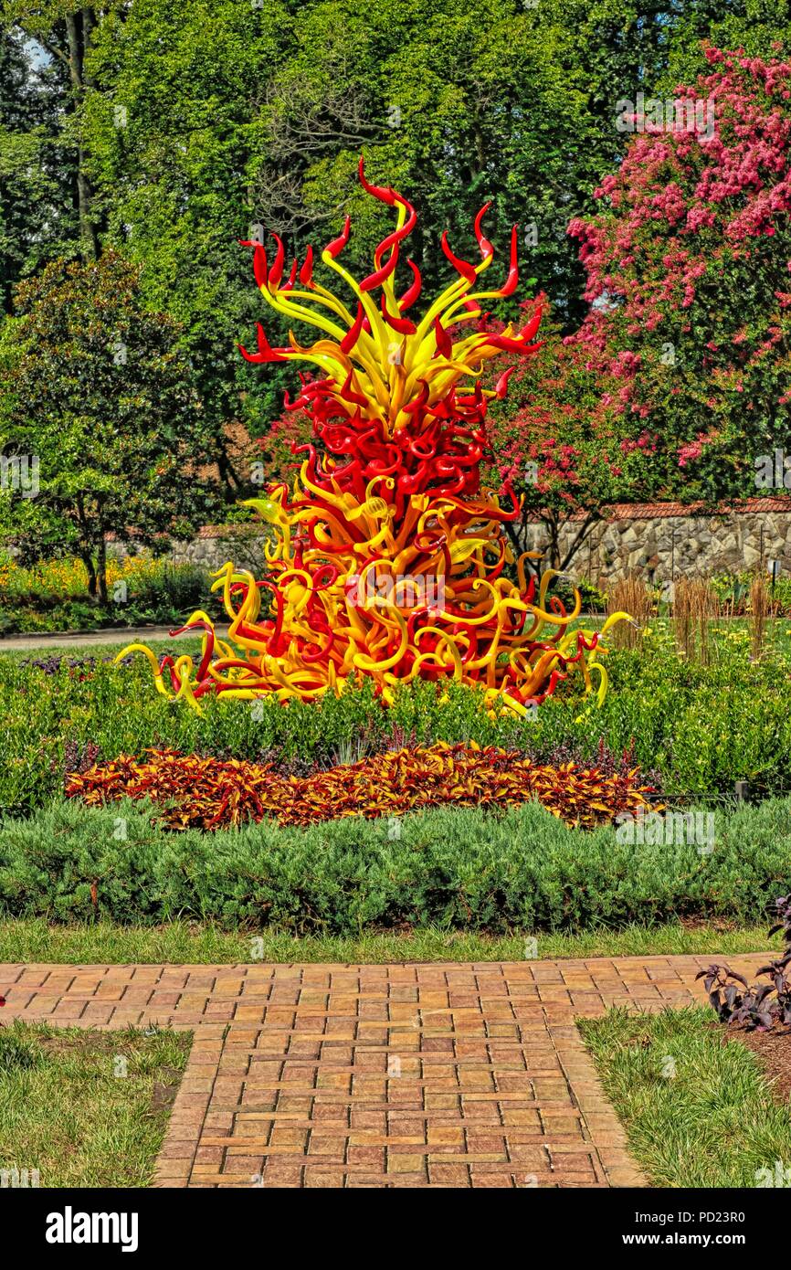 The Biltmore Estate Gardens with the Chihuly Exhibit Stock Photo - Alamy