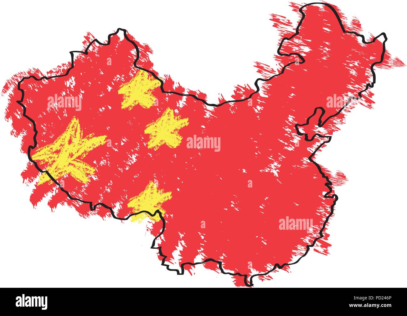 Sketch of a map of China Stock Vector Image & Art - Alamy