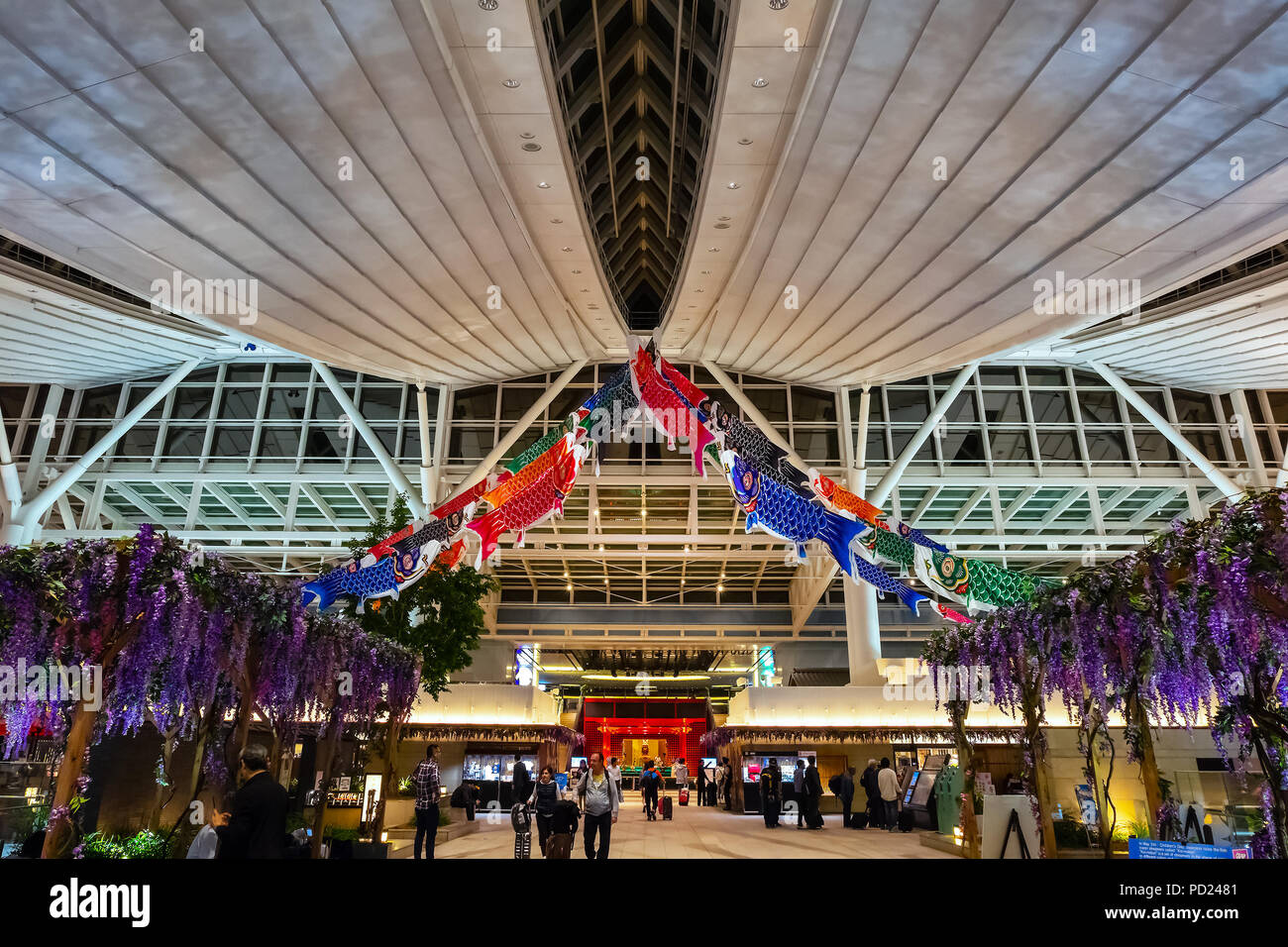 TOKYO, JAPAN - APRIL 19 2018: Koinobori carp-shaped windsocks ...