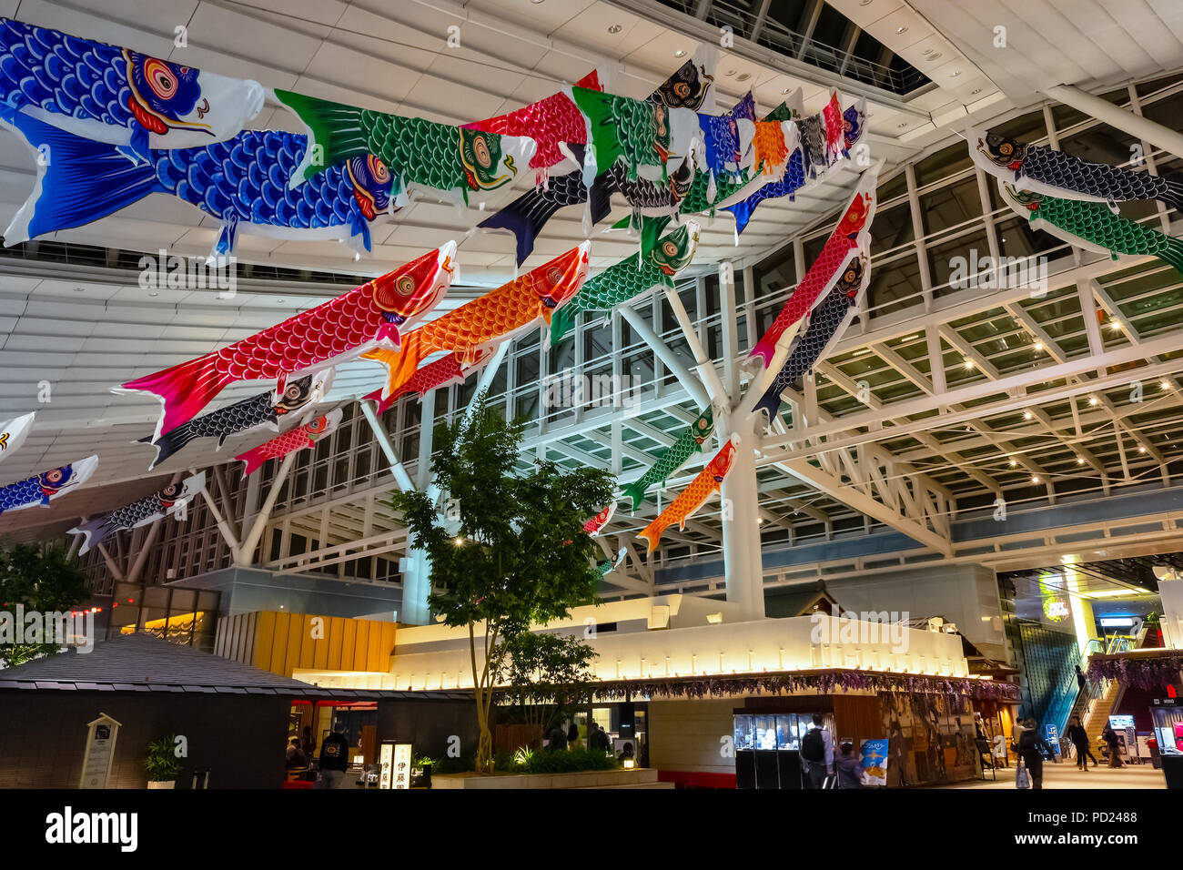 TOKYO, JAPAN - APRIL 19 2018: Koinobori carp-shaped windsocks ...