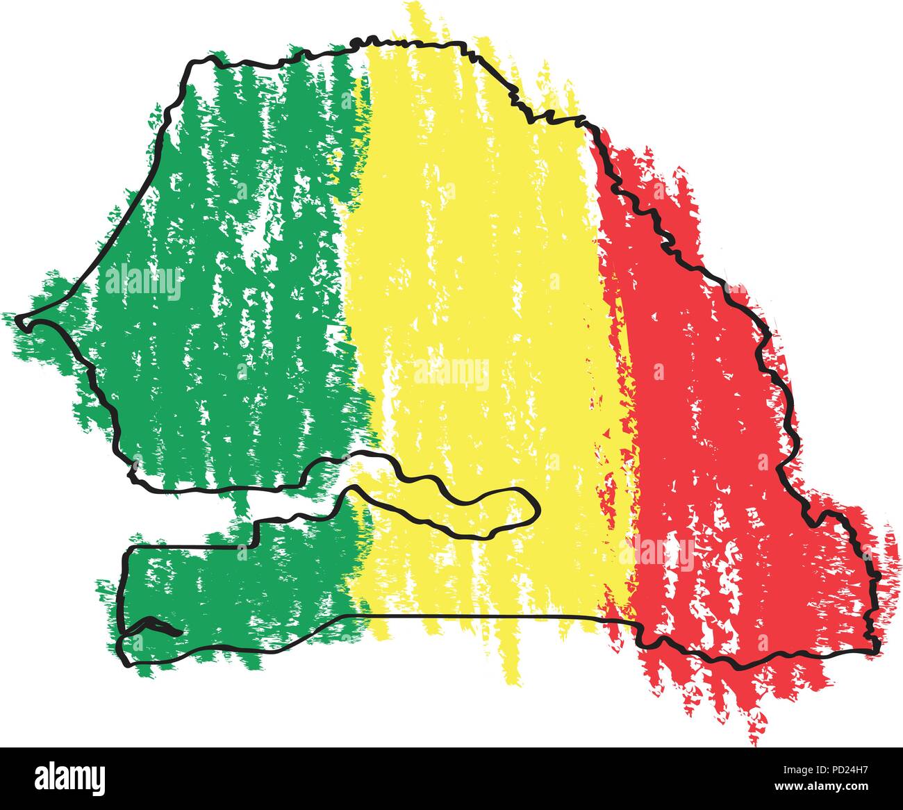 Sketch of a map of Senegal Stock Vector Image & Art - Alamy