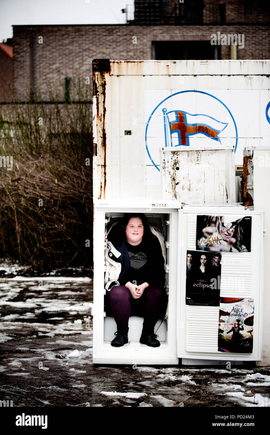 Flemish actress Els Laenen, an actress with the Down Syndrome, who ...