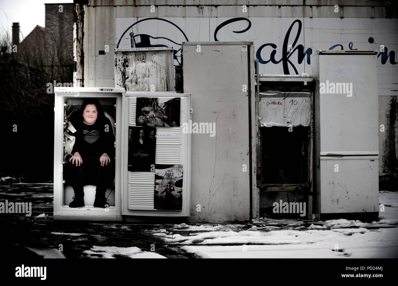 Flemish actress Els Laenen, an actress with the Down Syndrome, who ...