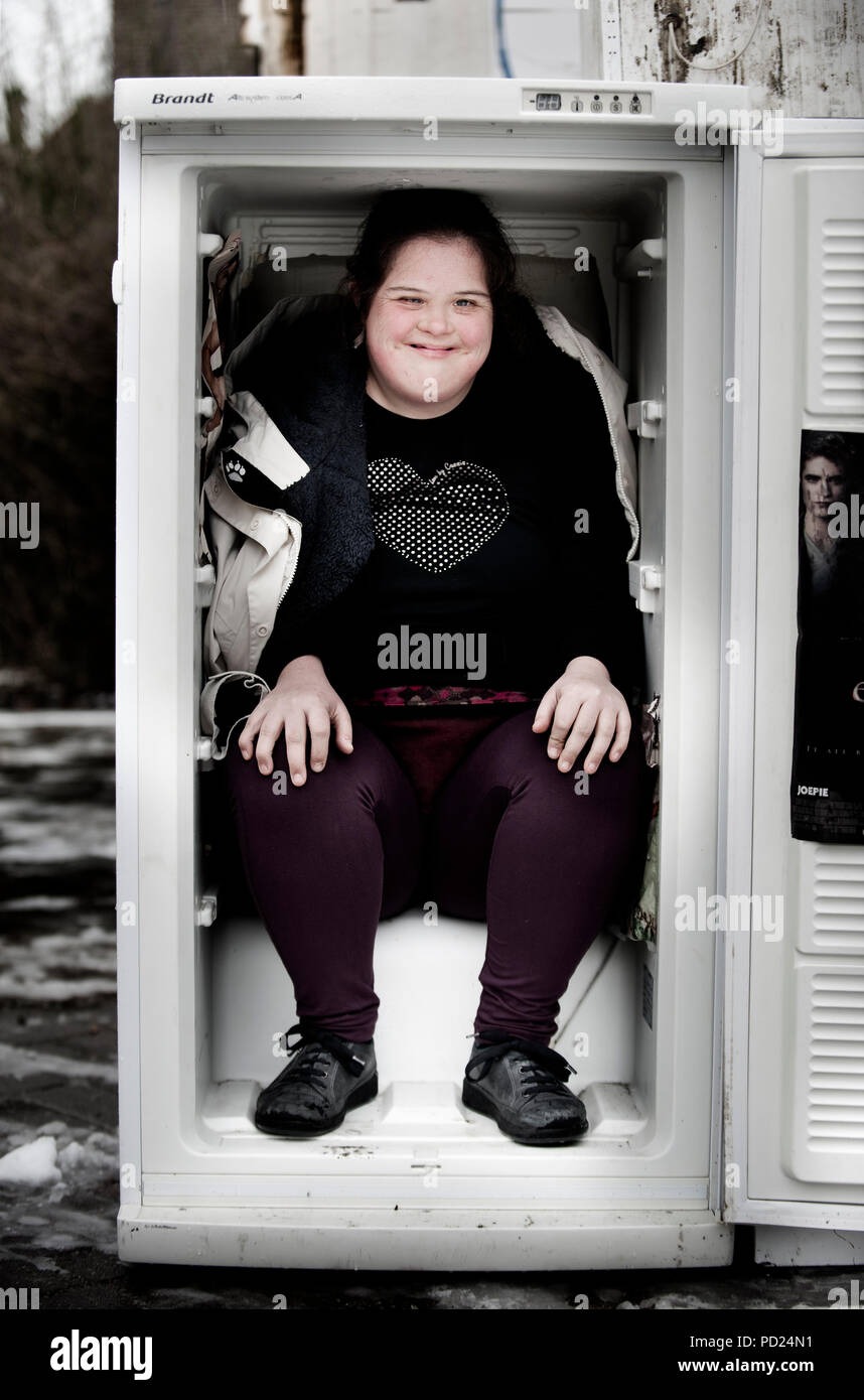 Flemish actress Els Laenen, an actress with the Down Syndrome, who ...