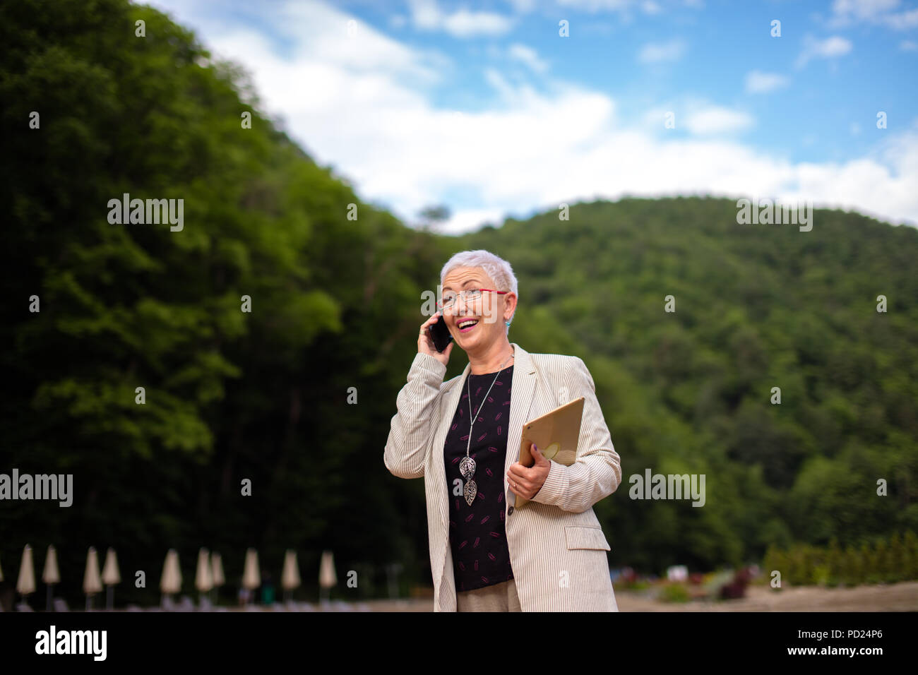 an attractive CEO of the company is on the business trip. business ...