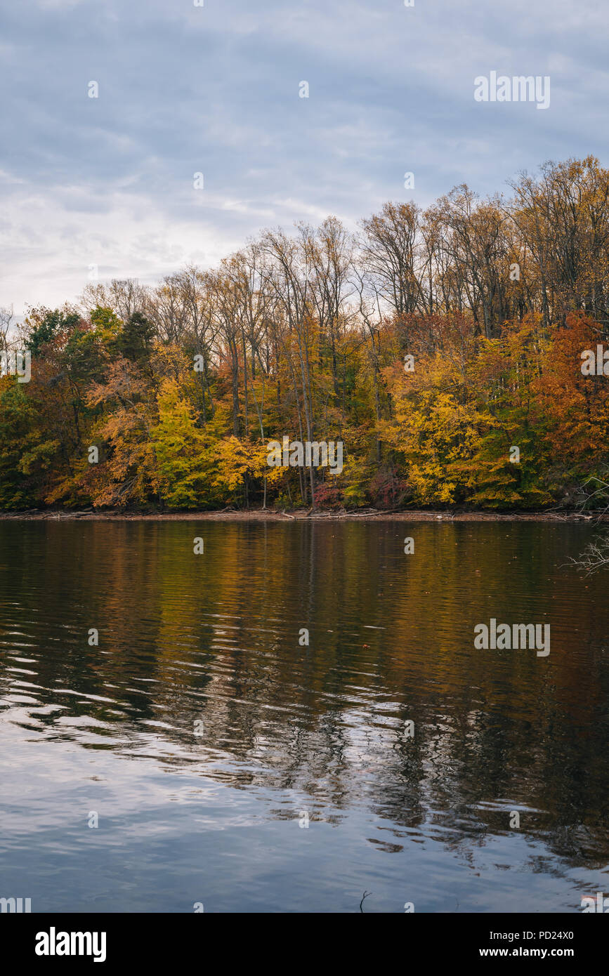 Autumn color at Loch Raven Reservoir, in Cockeysville, Maryland Stock ...
