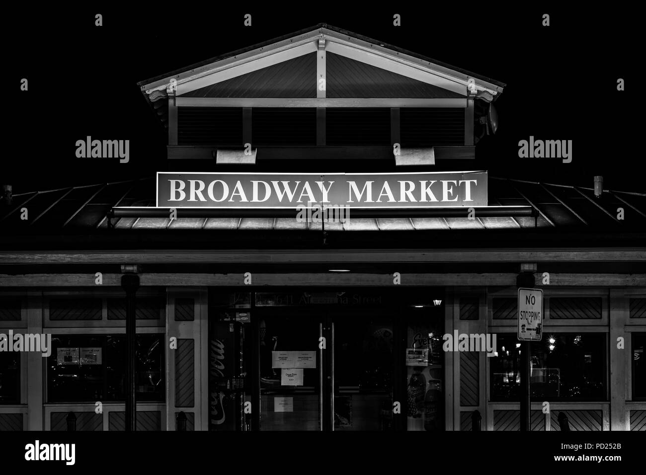 Broadway Market at night, in Fells Point, Baltimore, Maryland Stock ...