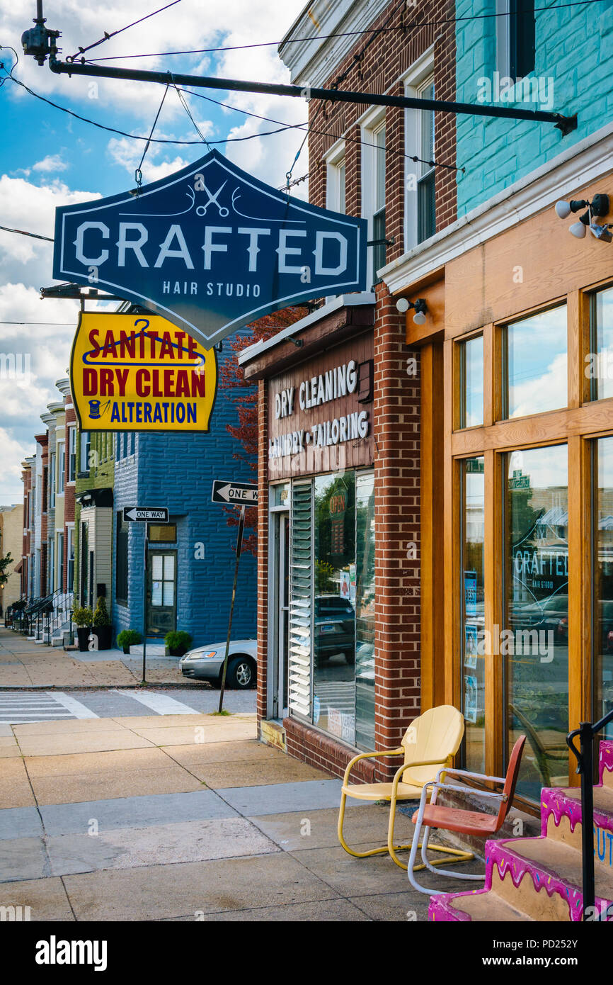 Businesses on Chestnut Avenue in Hampden, Baltimore, Maryland Stock ...