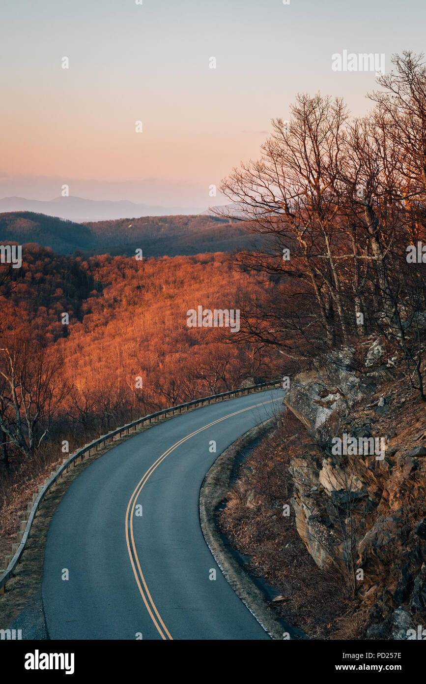 Evening view of the Blue Ridge Parkway, near Afton, Virginia Stock ...