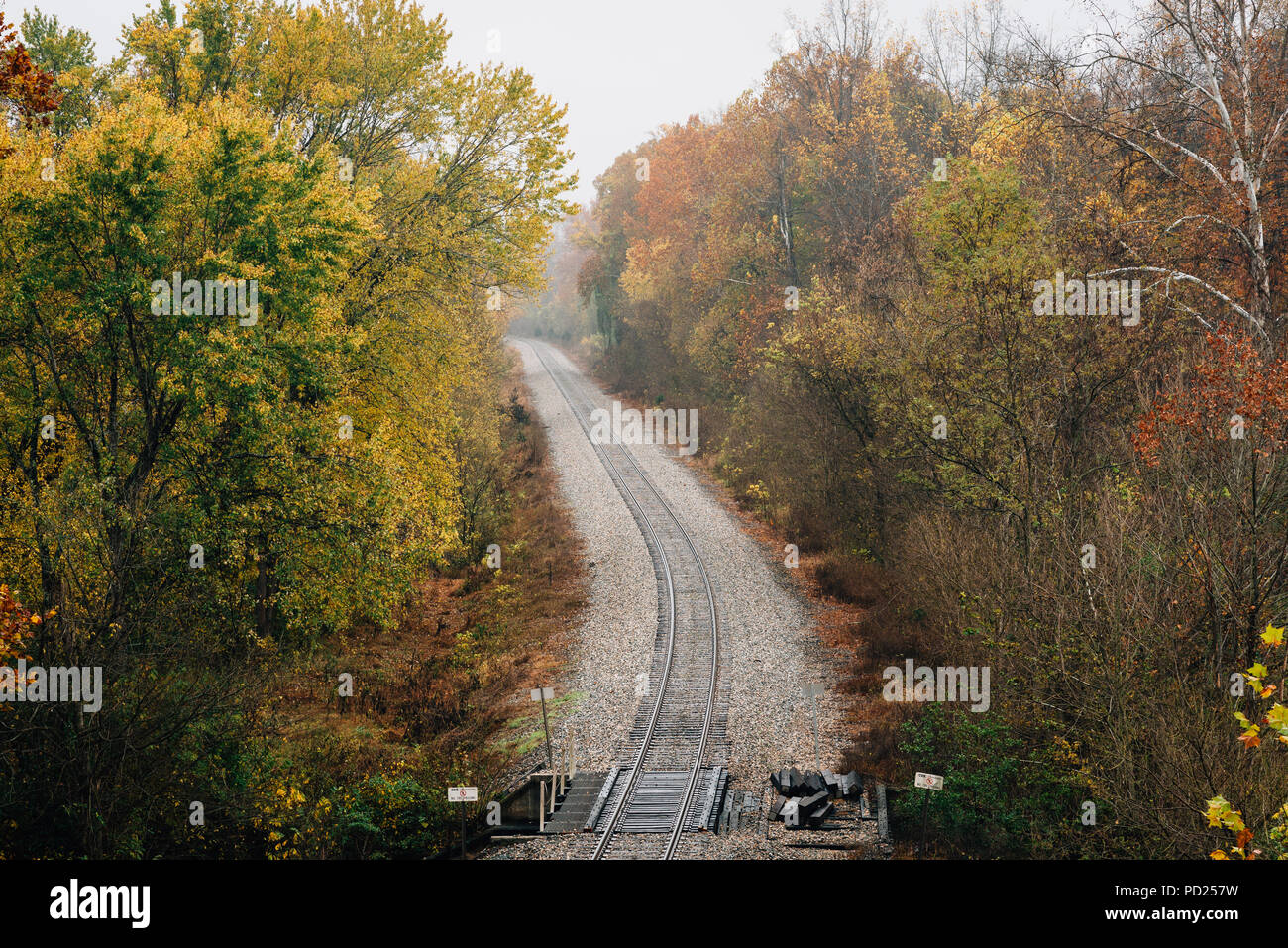 Fall color along a railroad track, from the Blue Ridge Parkway in ...