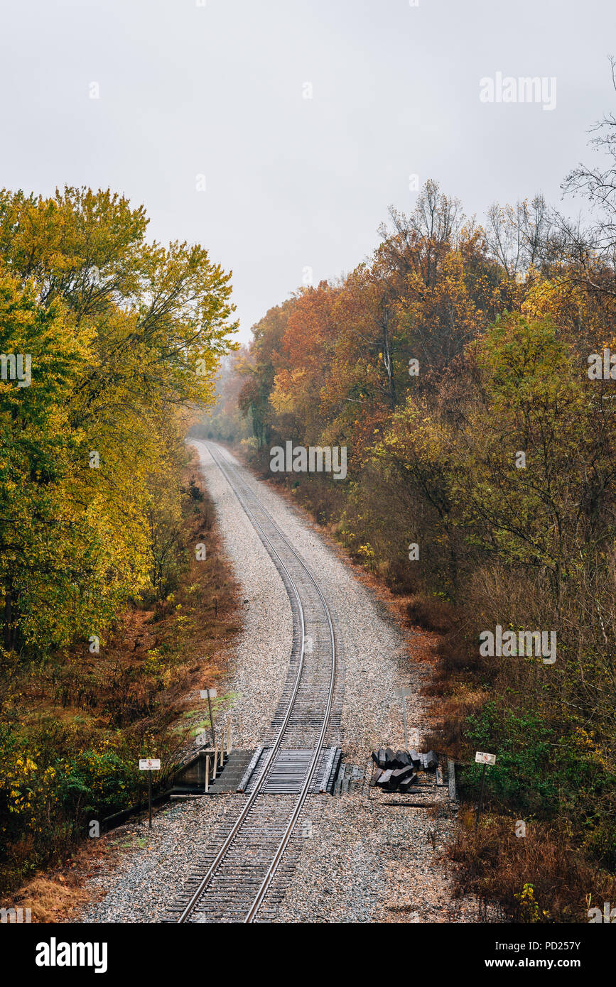 Fall color along a railroad track, from the Blue Ridge Parkway in ...