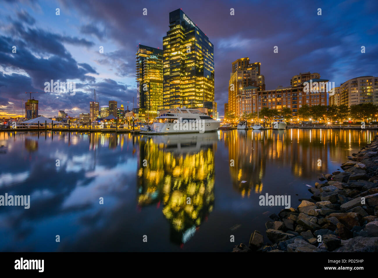 Harbor East at night, in Baltimore, Maryland Stock Photo - Alamy