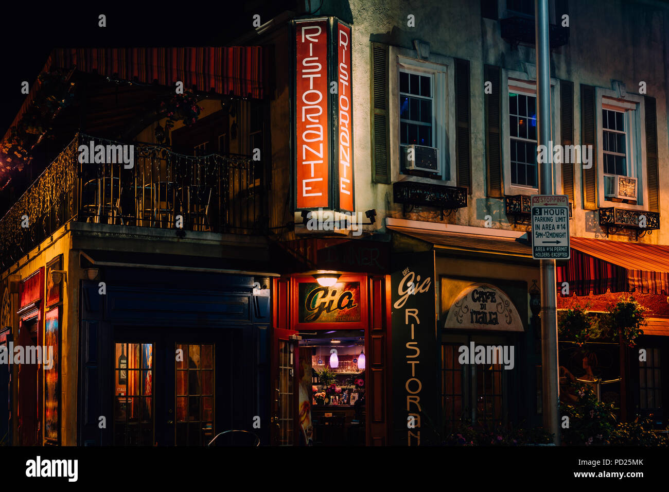 Little Italy at night, in Baltimore, Maryland Stock Photo - Alamy