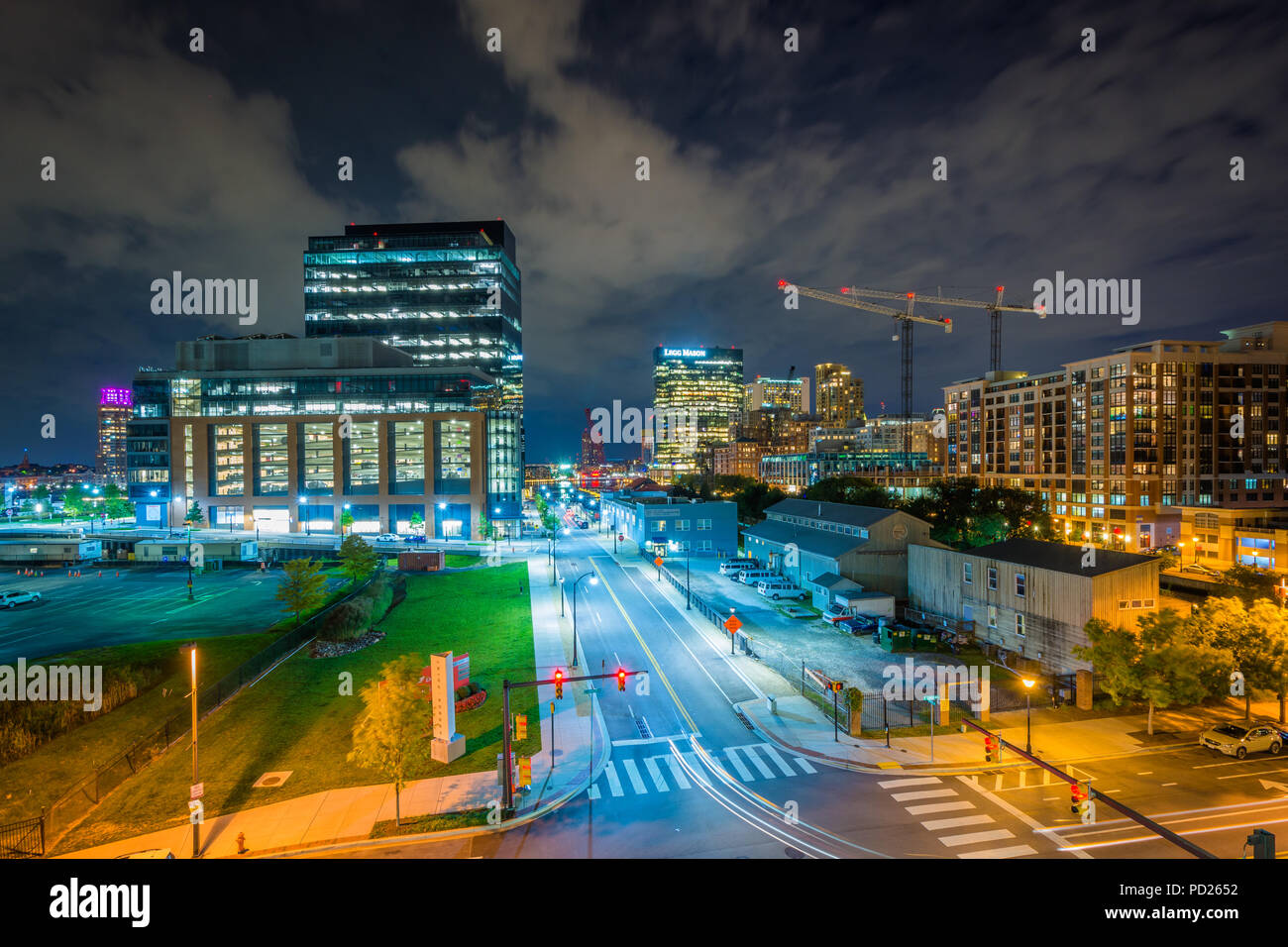 View of Harbor Point at night, in Baltimore, Maryland Stock Photo - Alamy