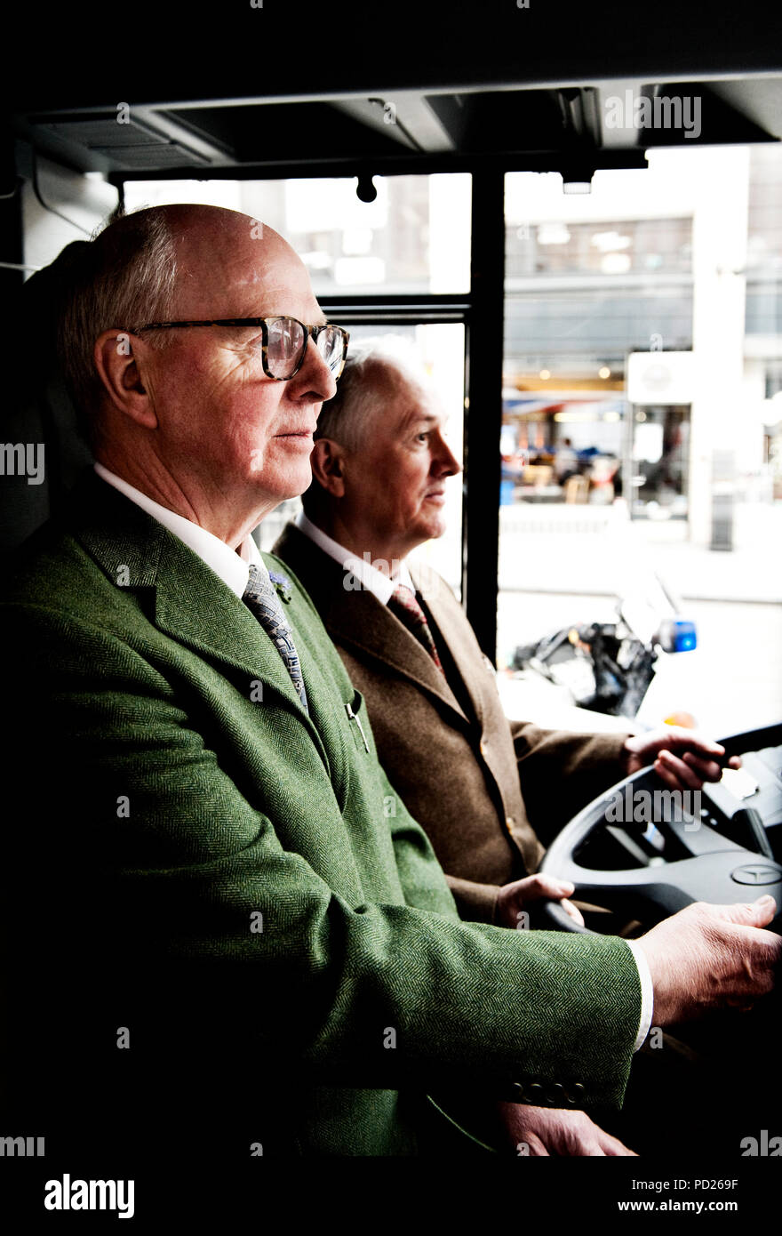 British contemporary artists Gilbert and George posing for their Jack ...