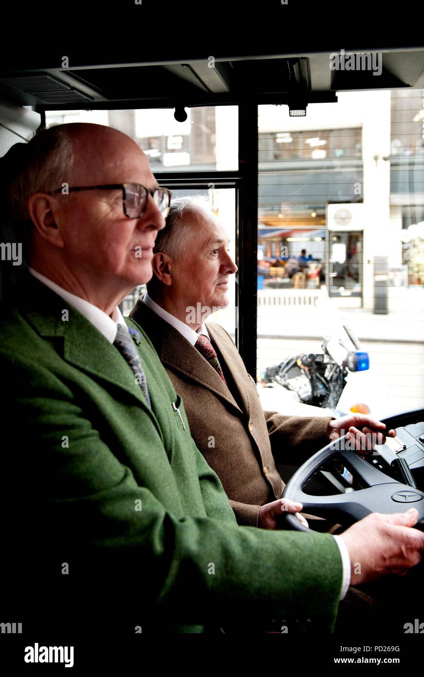 British contemporary artists Gilbert and George posing for their Jack ...