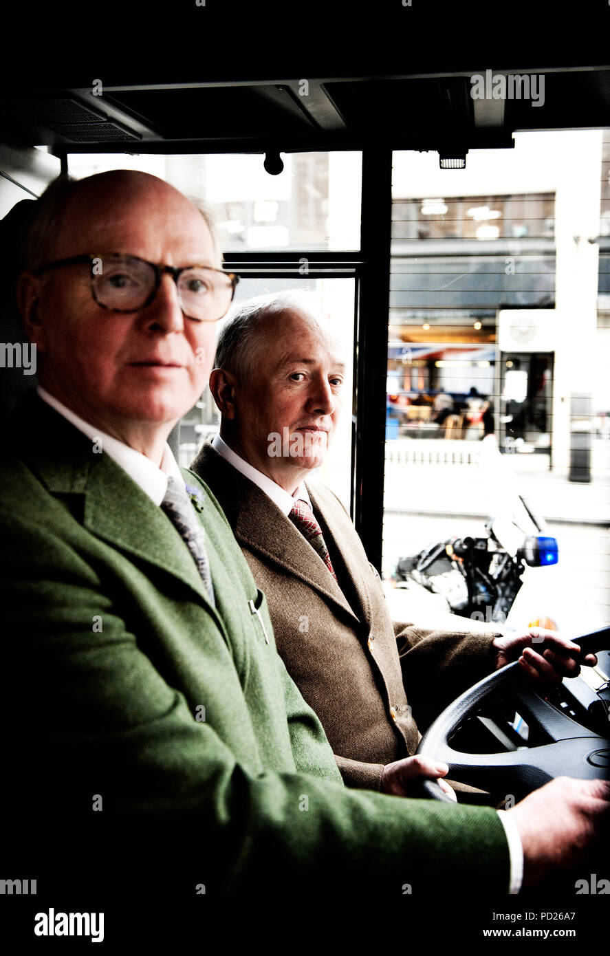 British contemporary artists Gilbert and George posing for their Jack ...