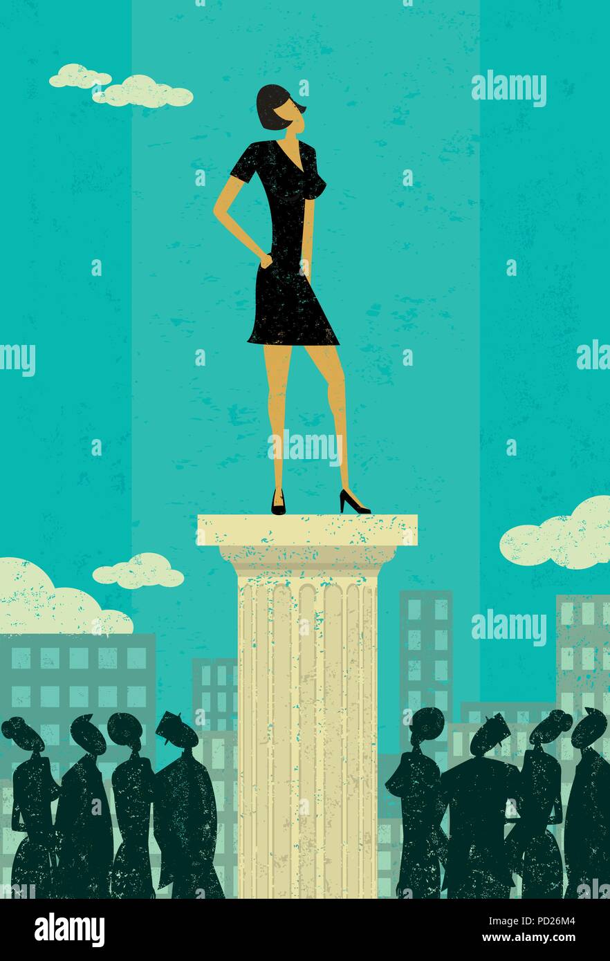 Business Leader Business people looking up at their leader. The leader ...