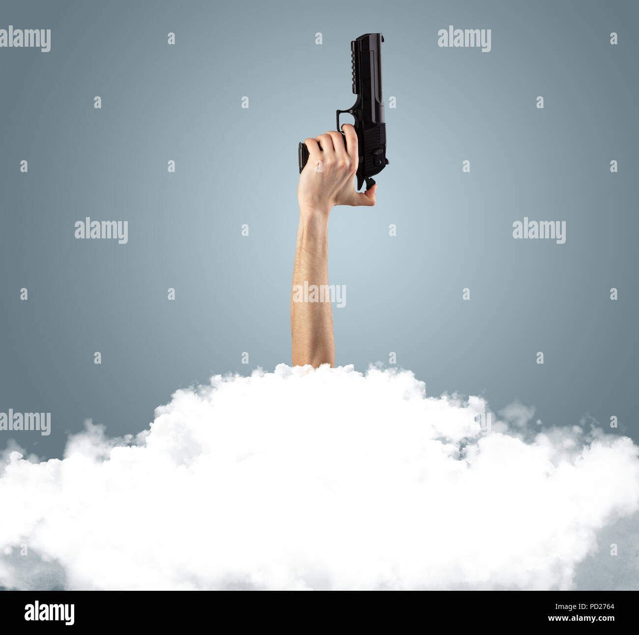 Hand breaking out from the cloud Stock Photo - Alamy