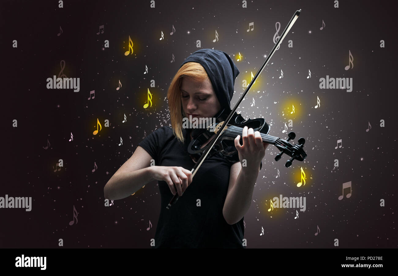 Young violinist with falling musical notes wallpaper and classical ...