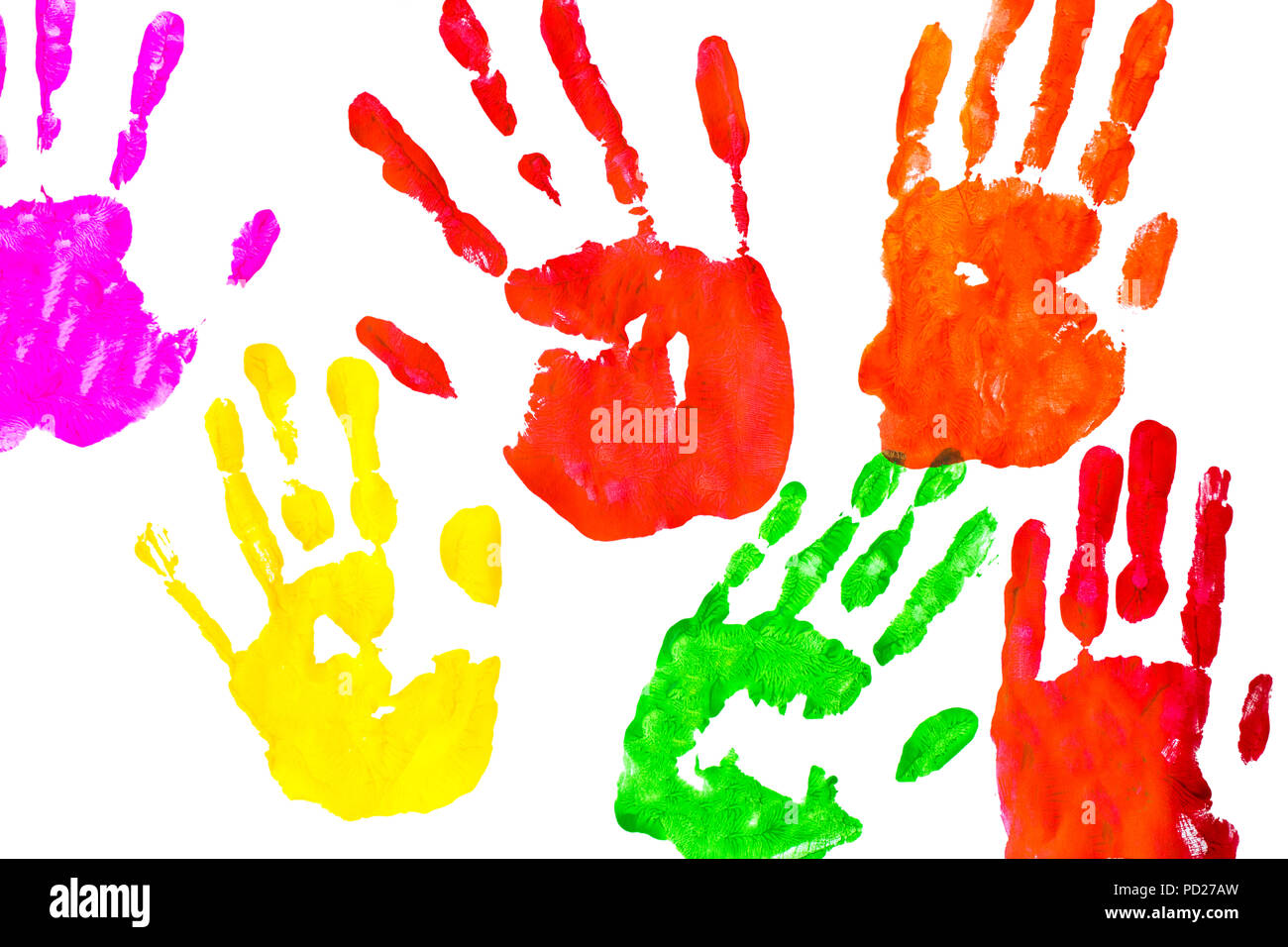Collection of colorful hand prints, isolated on white background Stock ...