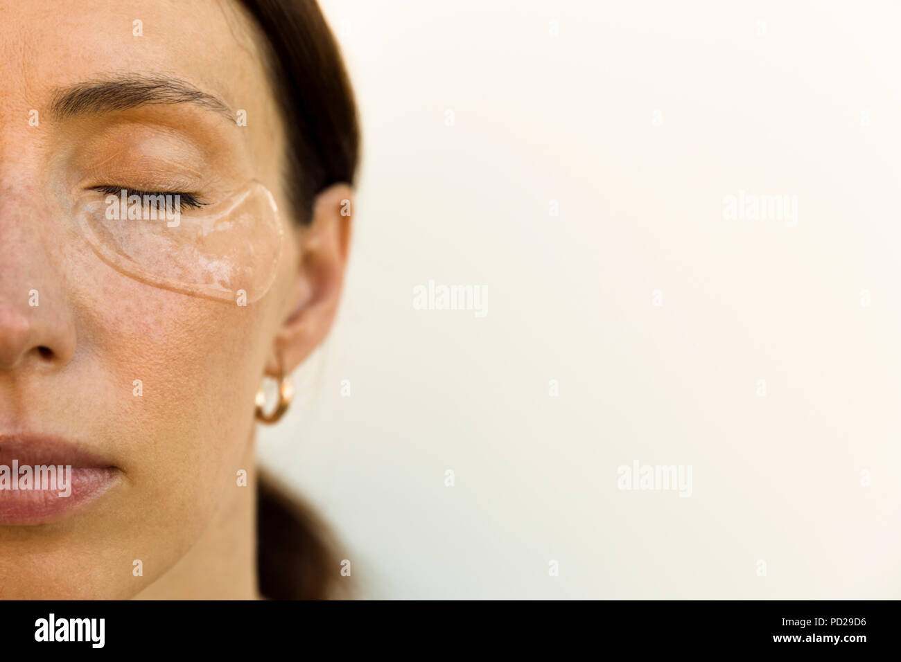 Woman's portrait with collagen eye patch. Beauty concept Stock Photo ...
